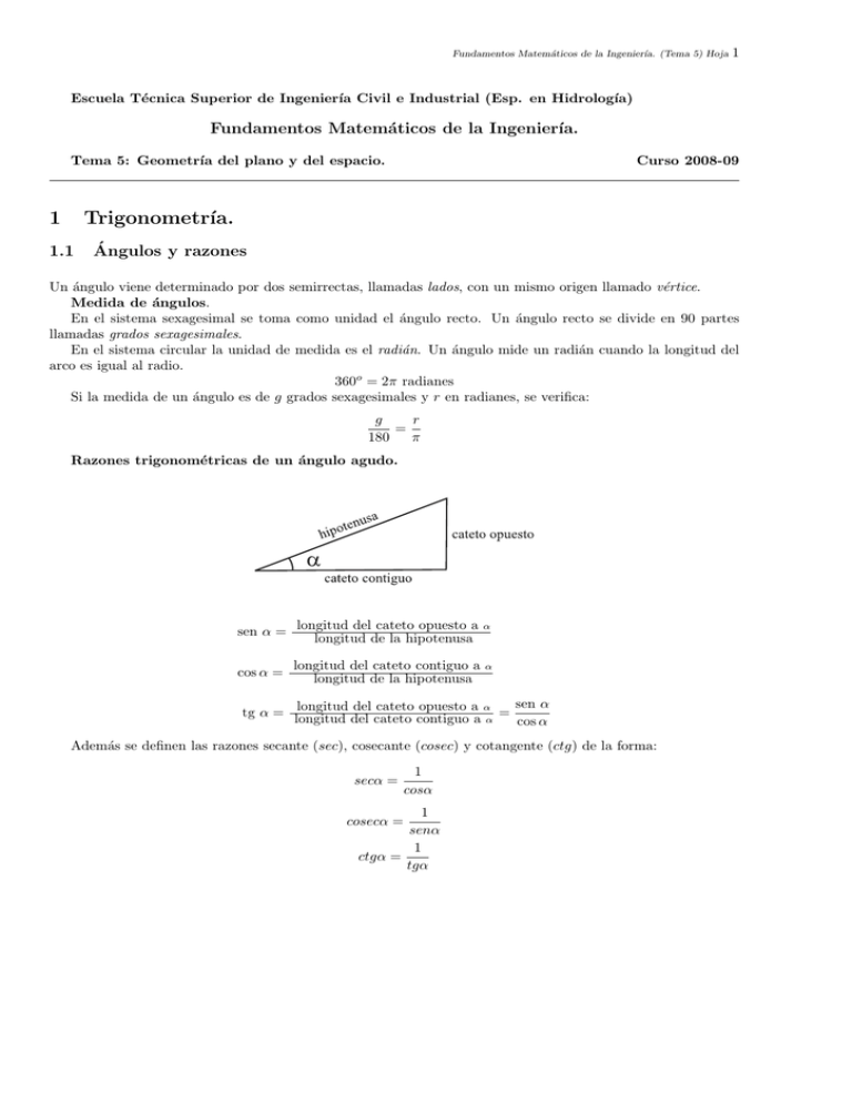 1 Trigonometr´ıa.
