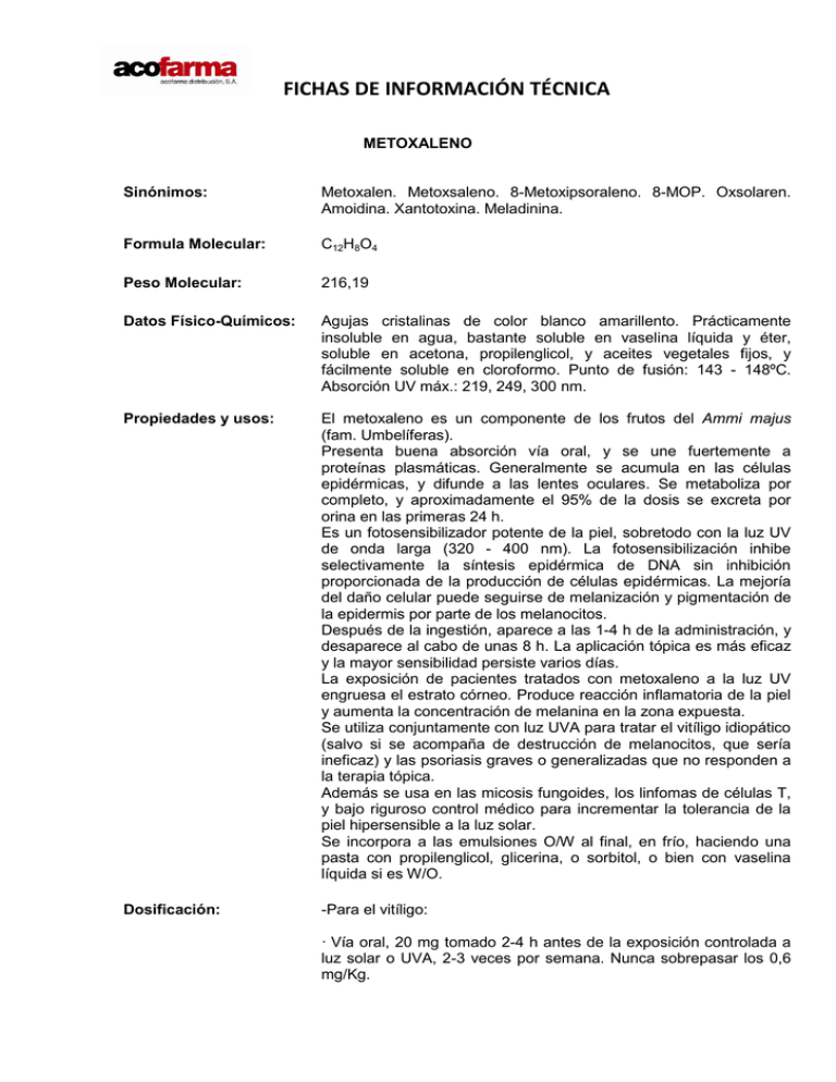 FICHAS DE INFORMACIÓN TÉCNICA