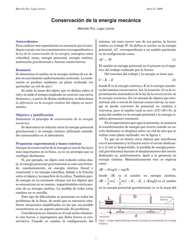 Conservación de la energía mecánica