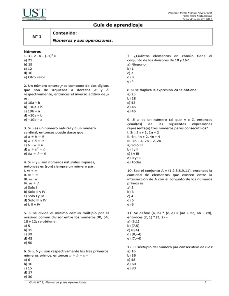 Guía 1 Números y sus operaciones
