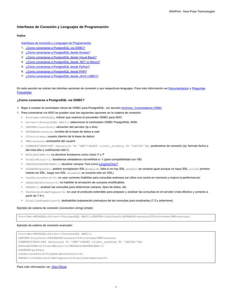 Interfases de Conexión y Lenguajes de Programación