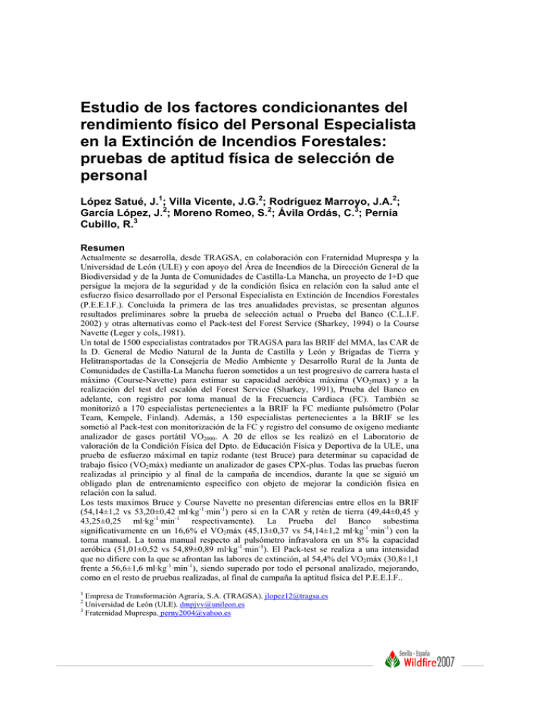 Estudio de los factores condicionantes del rendimiento físico del