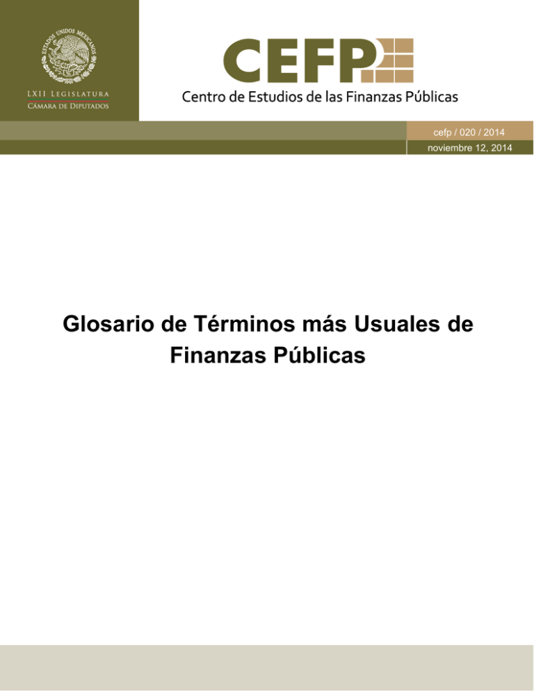 Glosario de Términos más Usuales de Finanzas Públicas