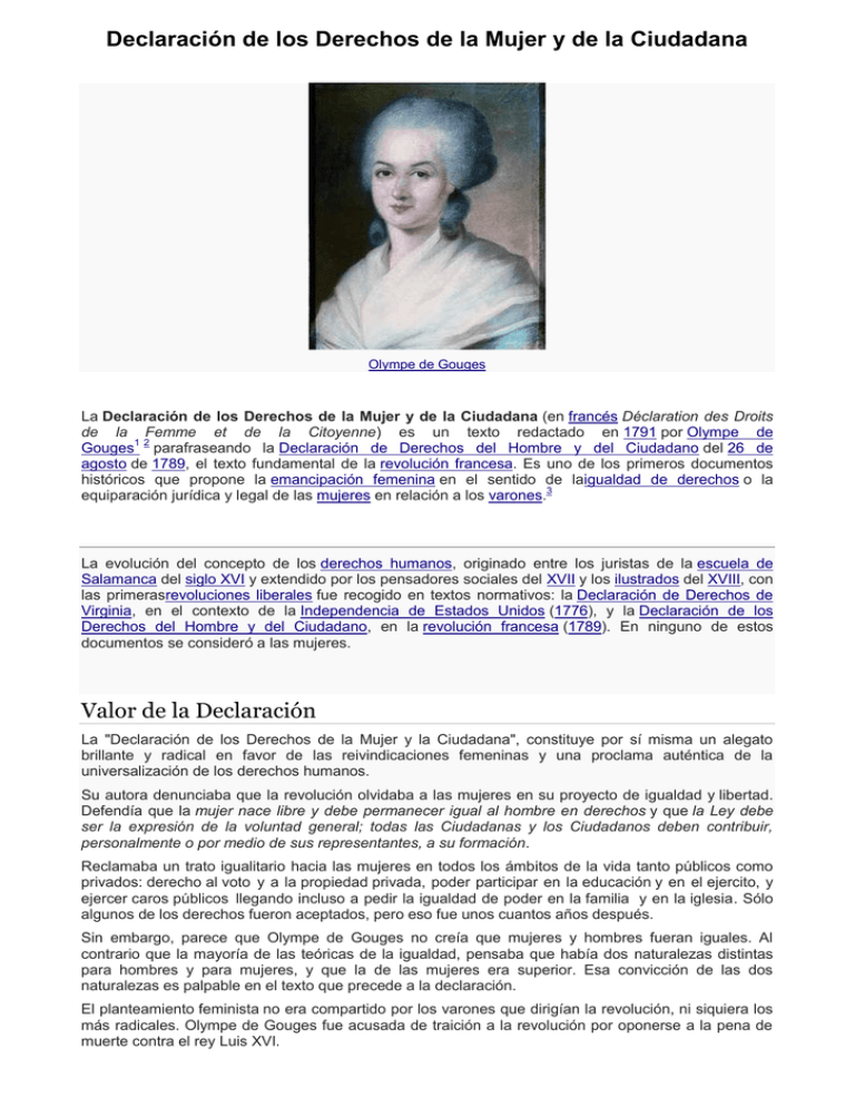 Declaracion de los Derechos de la Mujer y de la Ciudadana