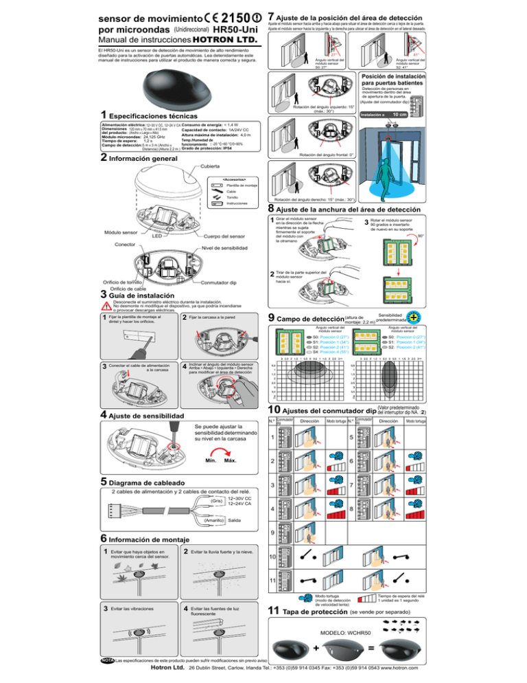 Instrucciones de instalación del HR50