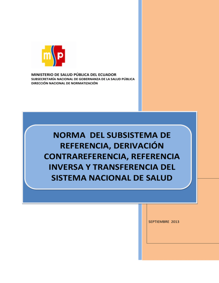 norma del subsistema de referencia, derivación contrareferencia