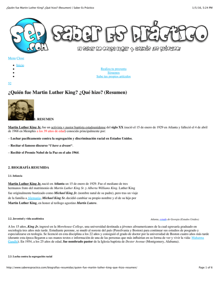 lectura martin luther king