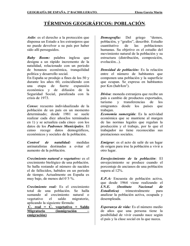 términos geográficos: población.