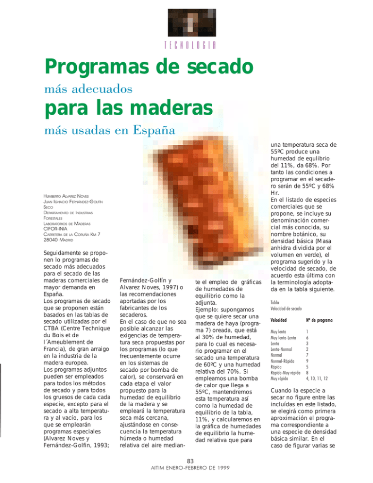 Programas de secado para las maderas