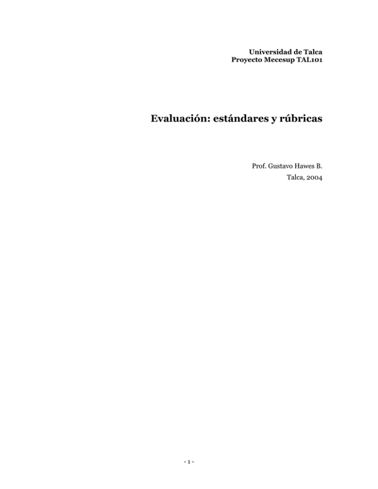 Evaluación: estándares y rúbricas