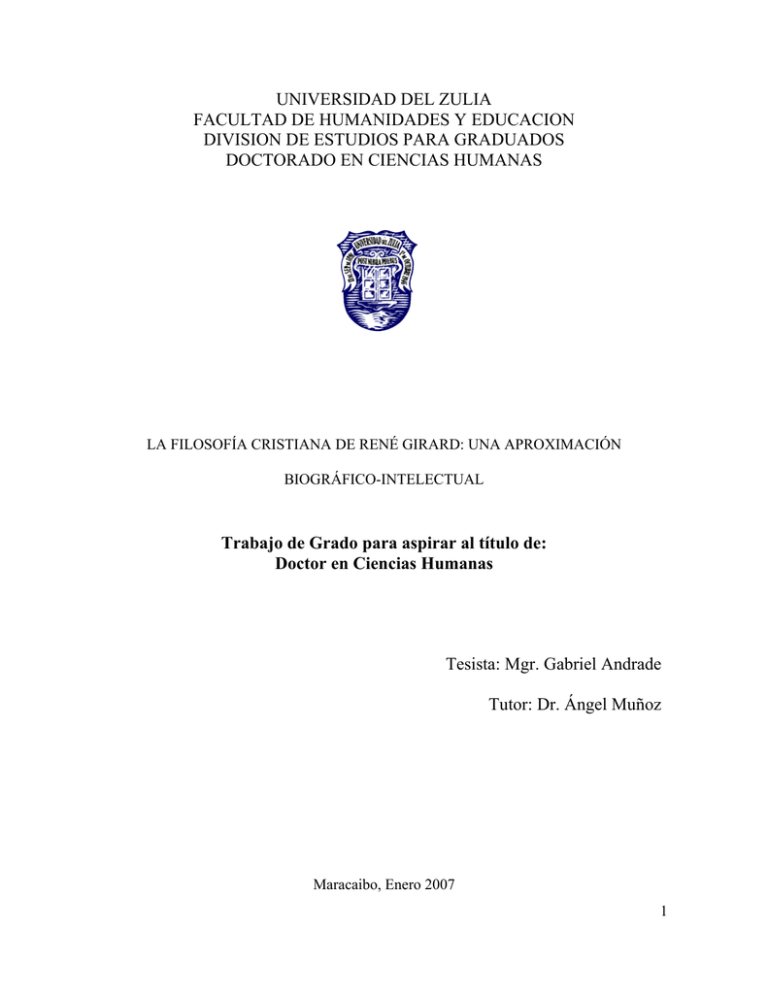 UNIVERSIDAD DEL ZULIA FACULTAD DE HUMANIDADES
