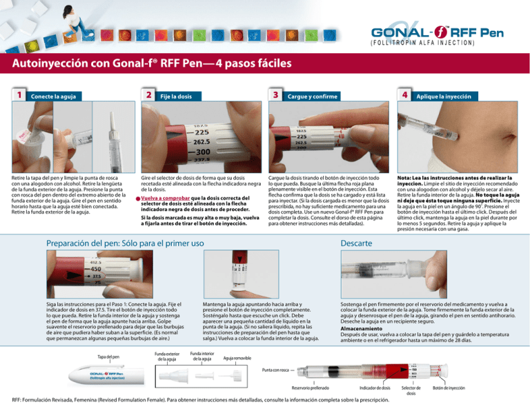 Autoinyección con Gonal-f® RFF Pen—4 pasos fáciles