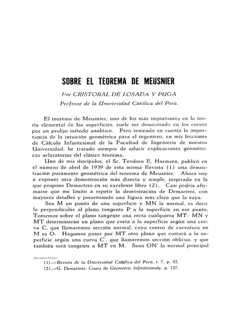 SOBRE EL TEOREMA DE MEUSNIER