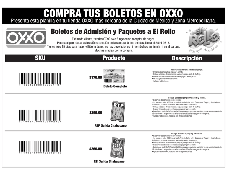 compra tus boletos en oxxo