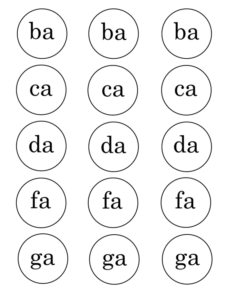 ba ba ba ca ca ca da da da fa fa fa ga ga ga