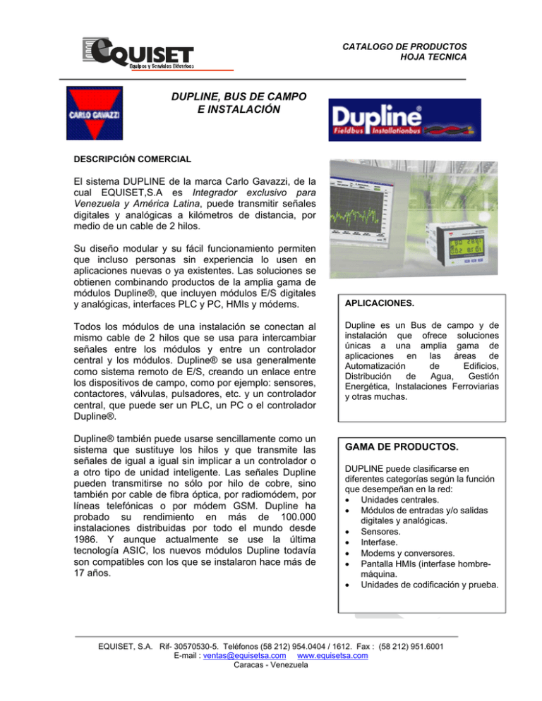 dupline, bus de campo e instalación