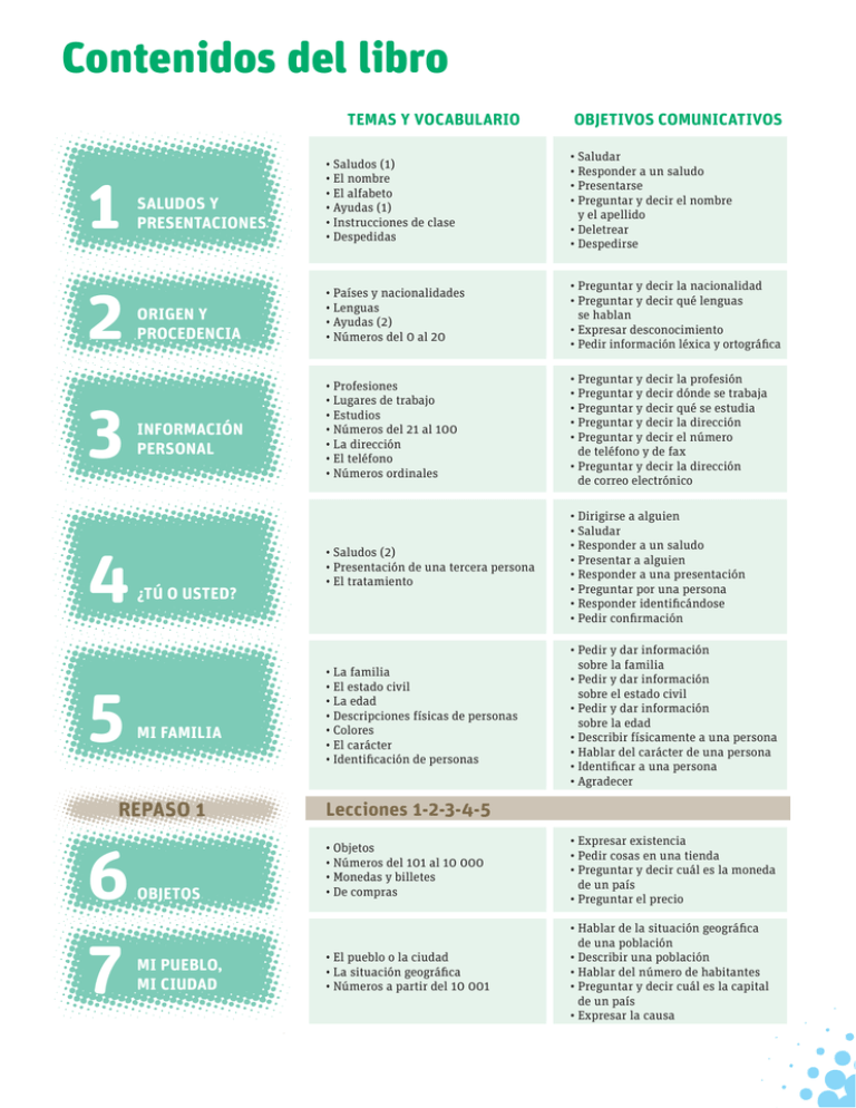 Contenidos del libro