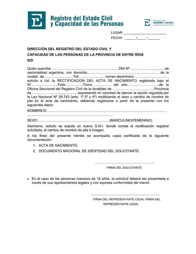 DIRECCIÓN DEL REGISTRO DEL ESTADO CIVIL Y CAPACIDAD