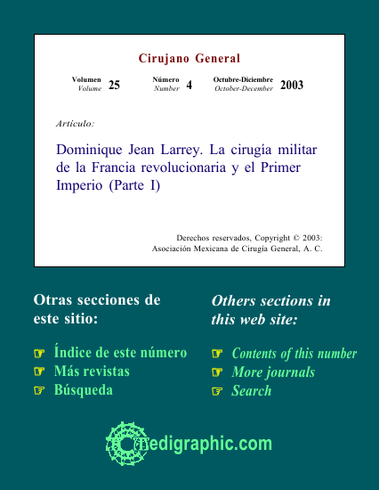Dominique Jean Larrey. La cirugía militar de la Francia