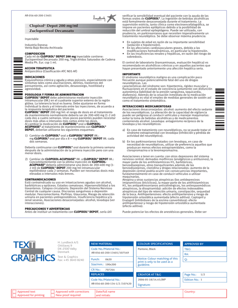 Clopixol® Depot 200 mg/ml Zuclopentixol Decanoato