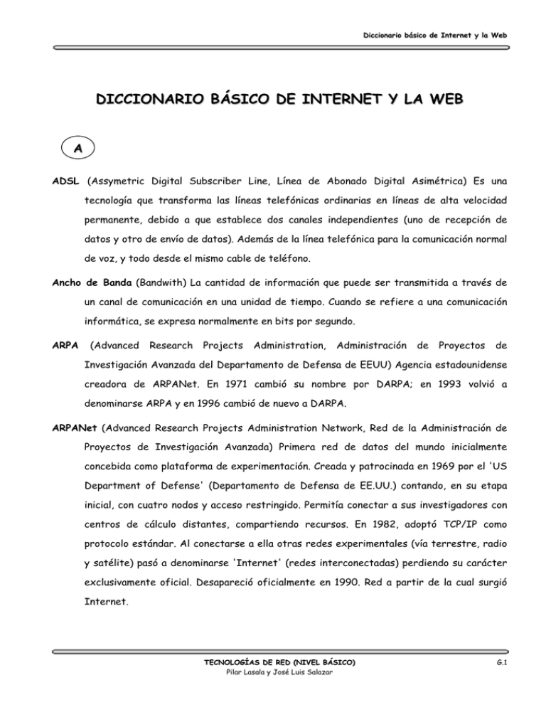 diccionario básico de internet y la web