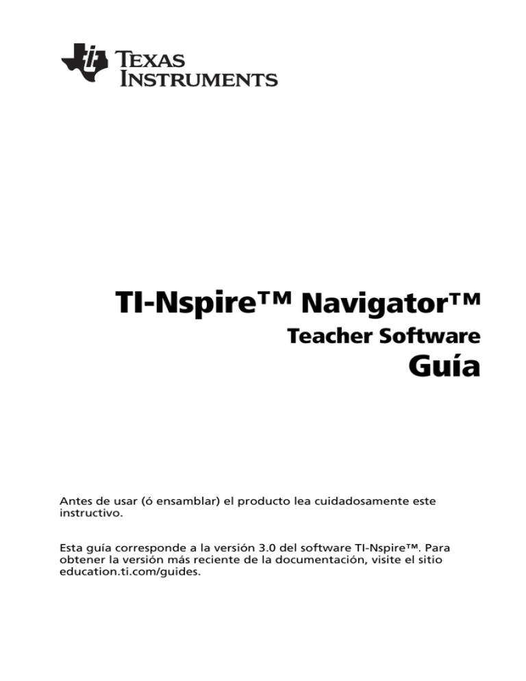TI-Nspire™ Navigator™ Guía