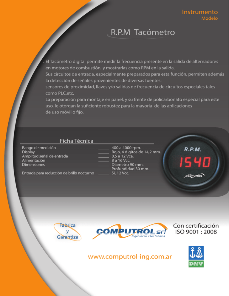 tacometro indicador rpm