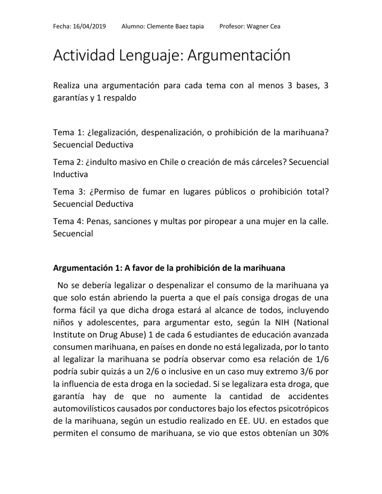 Actividad Lenguaje Argumentacion