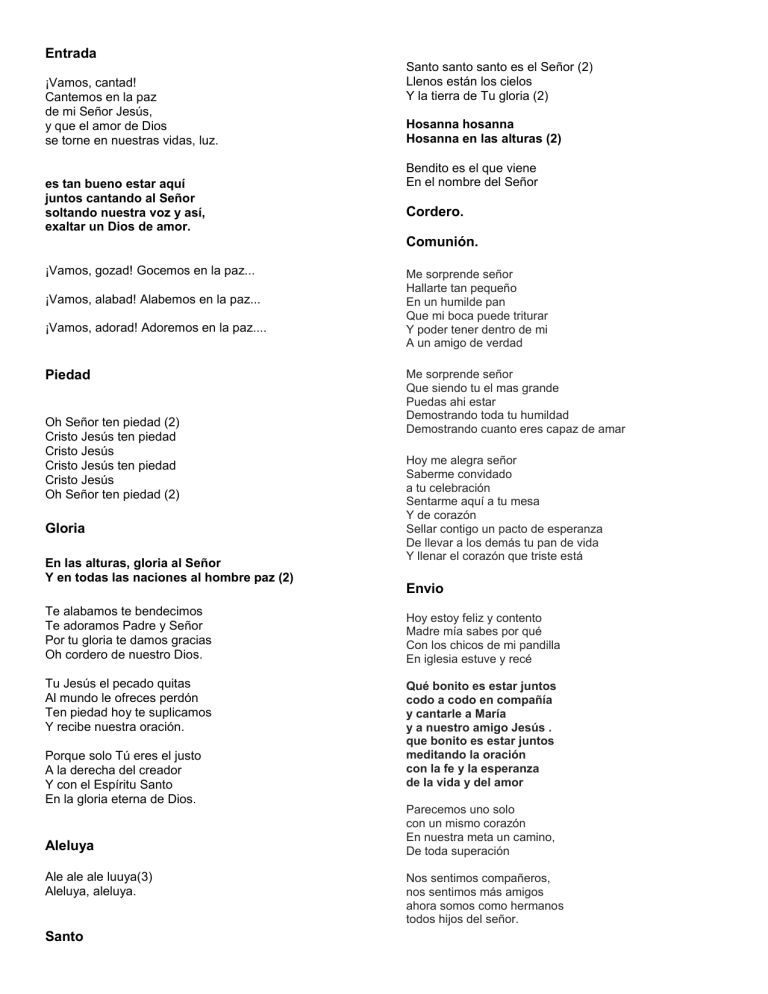 cantos primera comunión