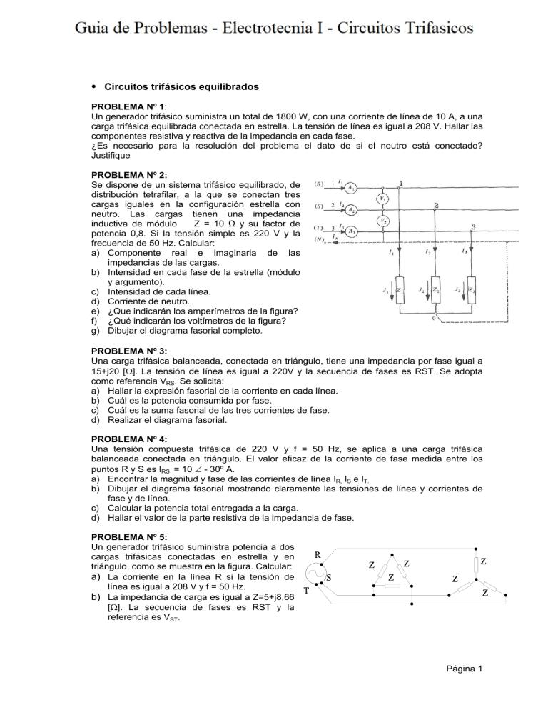Guia de Problemas - Circuitos Trifásicos