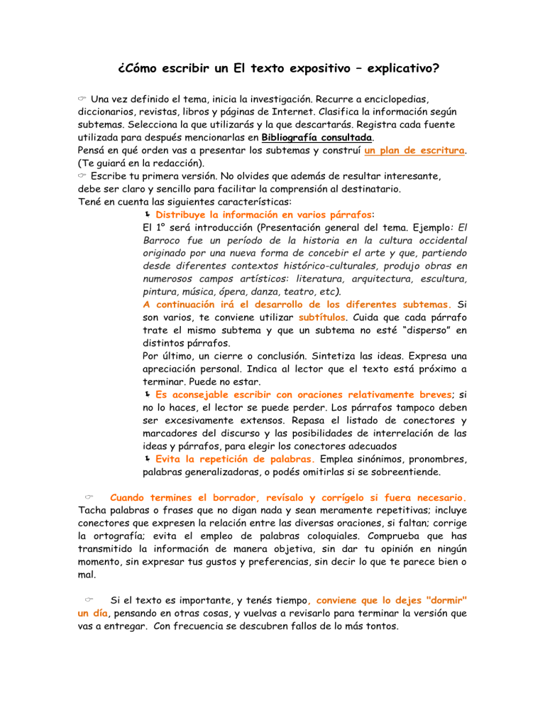 Cómo escribir un El texto expositivo