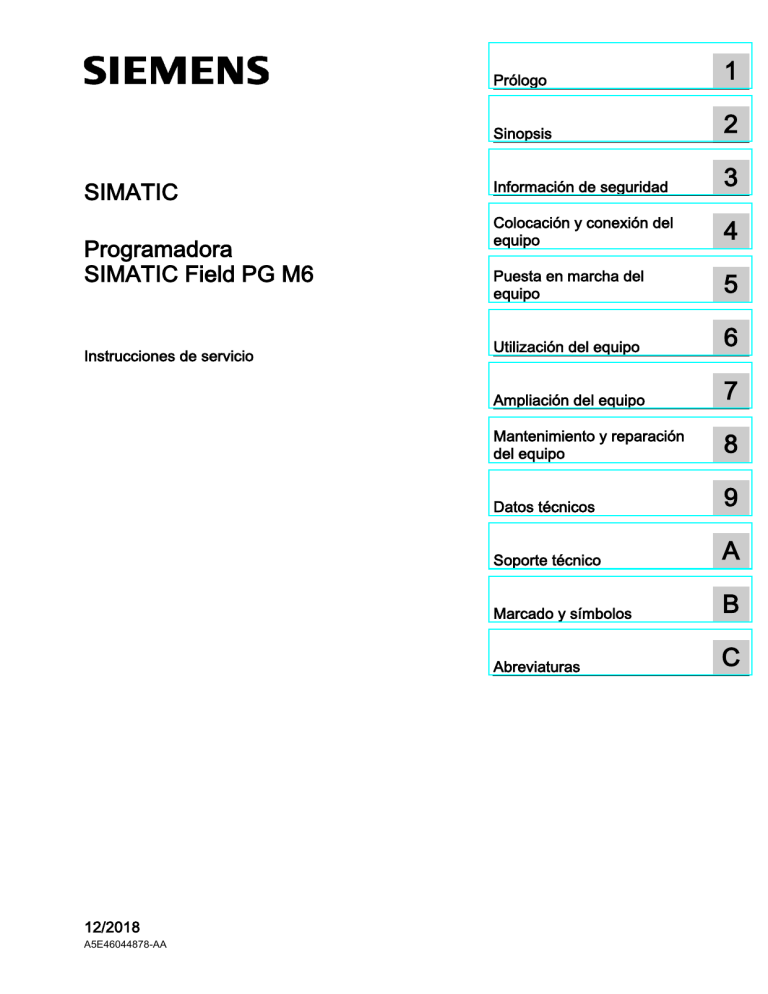 Siemens field pg m6 operating instructions esES es-ES