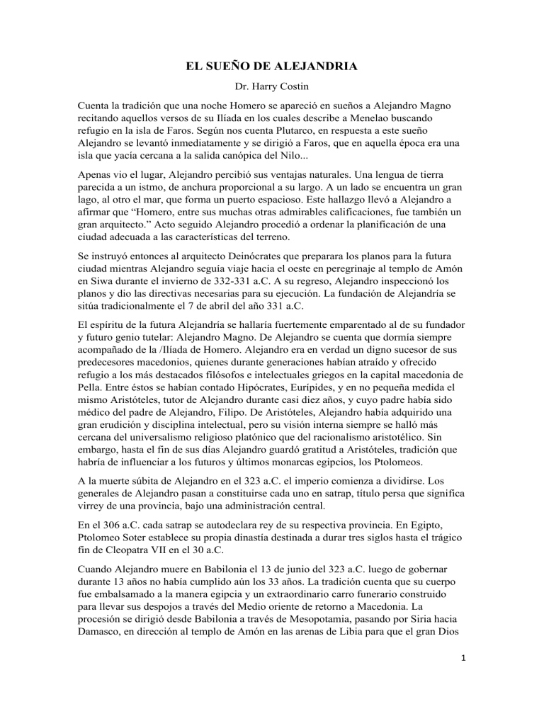 EL SUEÑO DE ALEJANDRIA harrycostin@gmail.com