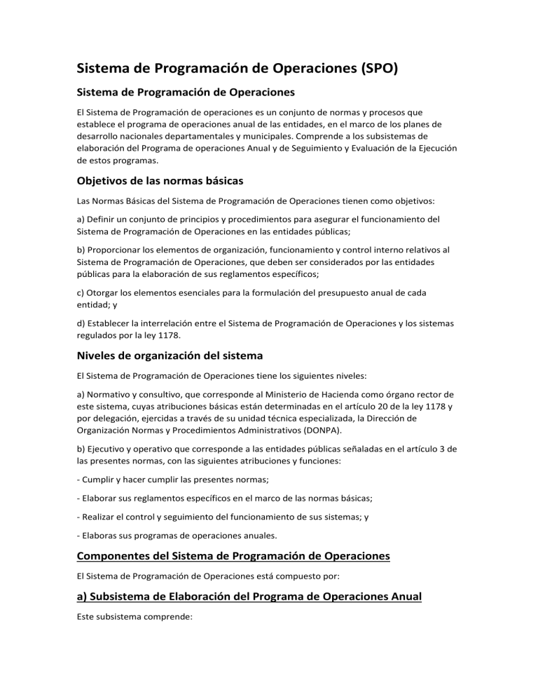 Sistema de programacion de operaciones SPO