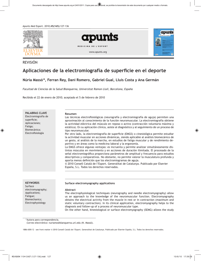Aplicaciones de la electromiografía de superfiie en el deporte