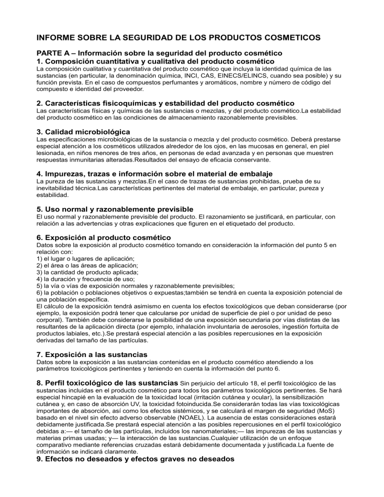 INFORME SEGURIDAD PRODUCTOS COSMETICOS