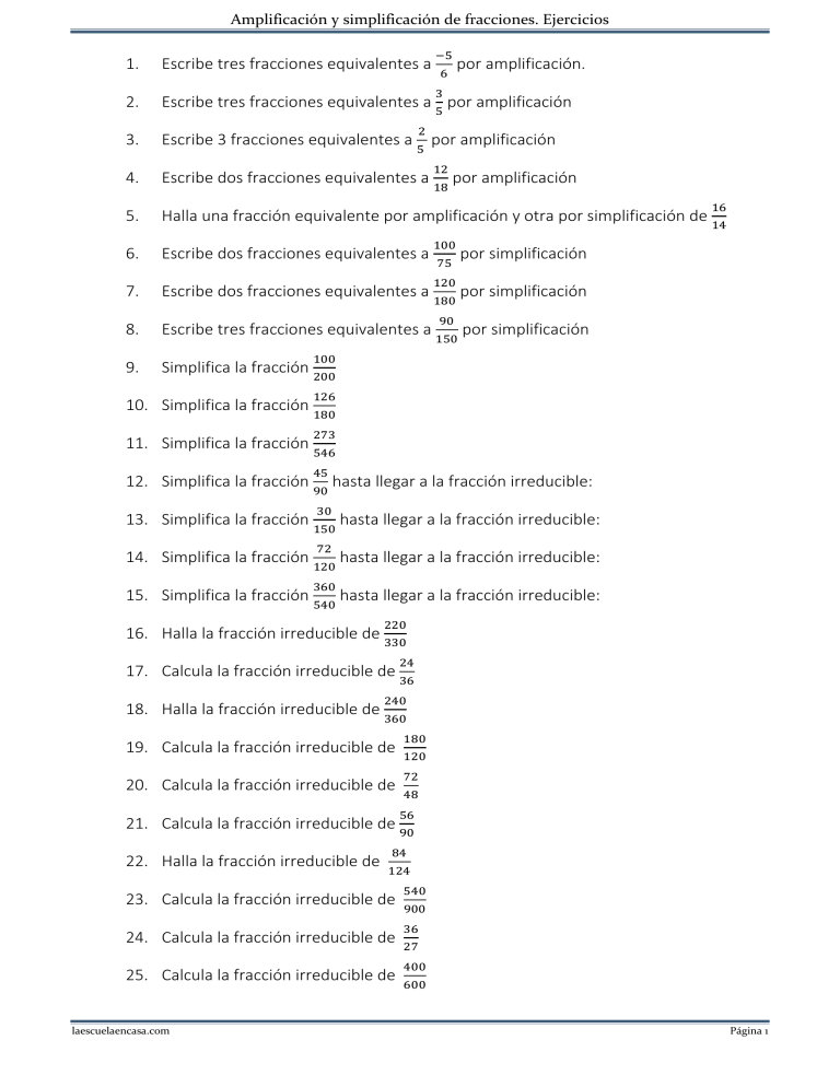 03 amplificacion y simplificacion de fracciones ejercicios