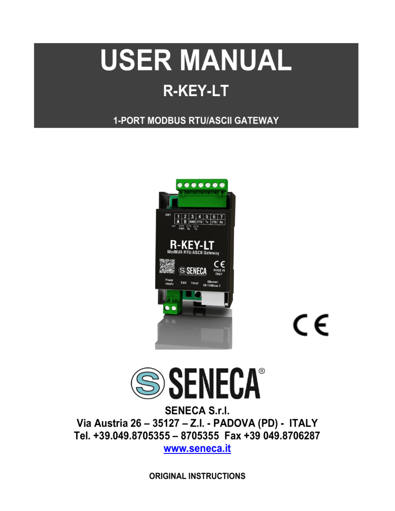 Manual Modbus Seneca R-KEY-LT