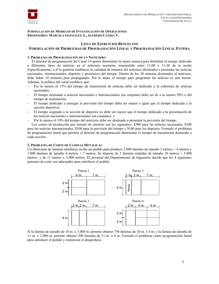 Ejercicios Resueltos de PL