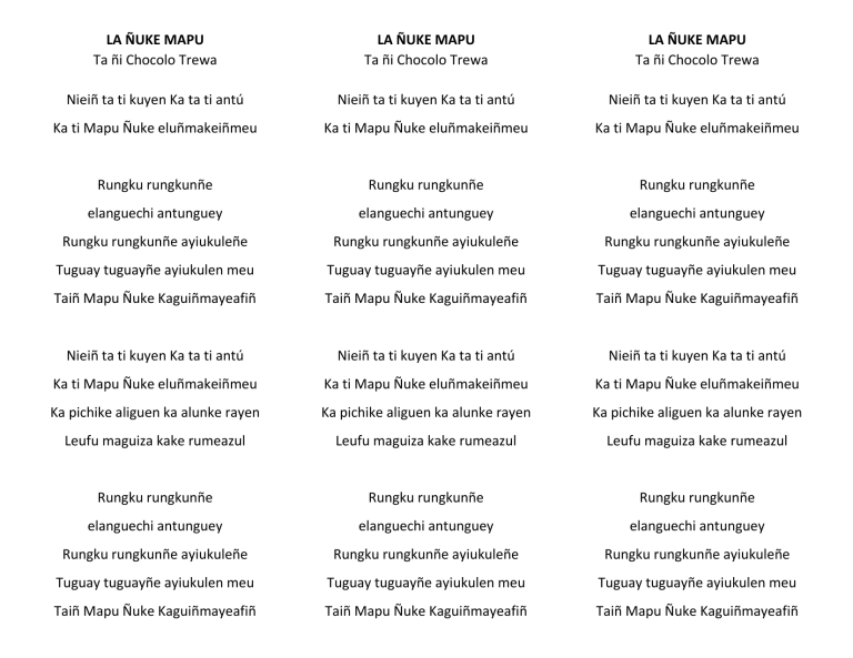 CANCIÓN MAPUDUNGUN LA ÑUKE MAPU